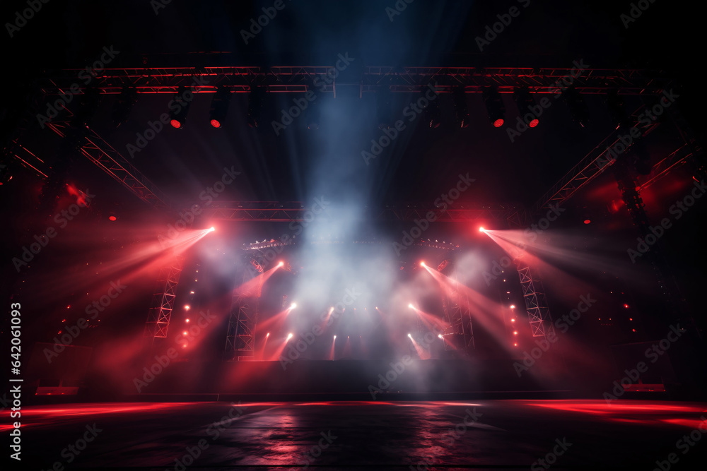 Rock concert stage light background with spotlight illuminated the ...