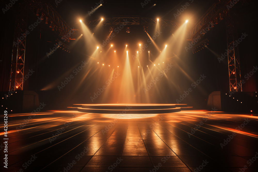 Event stage light background with spotlight illuminated stage for ...