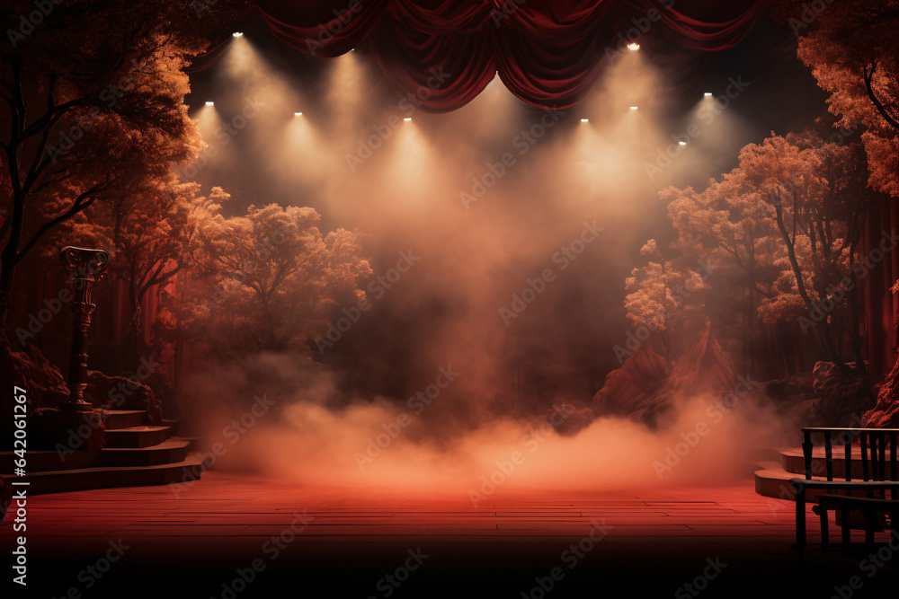 Theater stage light background with spotlight illuminated the stage for ...