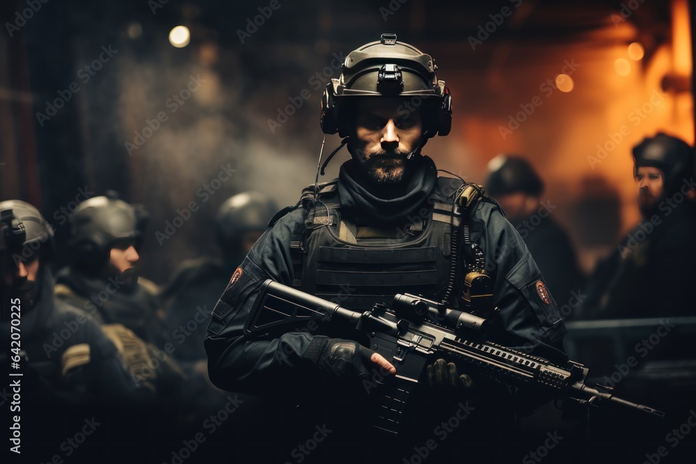 Swat forces. SWAT officer in full tactical gear.. SWAT. Police. Special ...