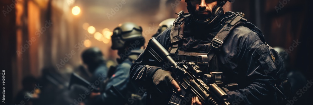 Swat forces. SWAT officer in full tactical gear.. SWAT. Police. Special ...