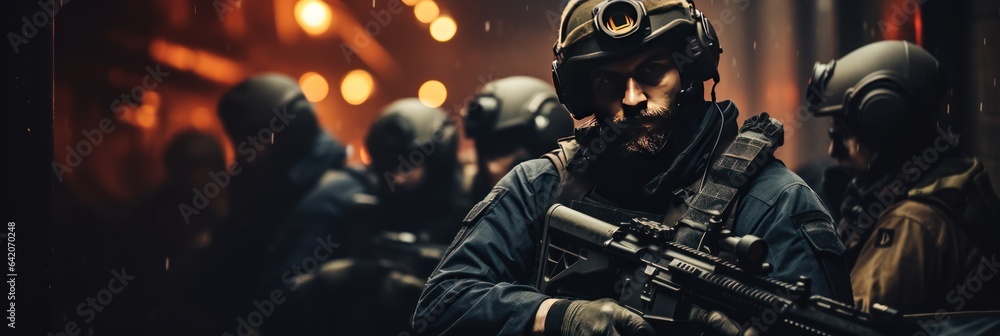 Swat forces. SWAT officer in full tactical gear.. SWAT. Police. Special ...