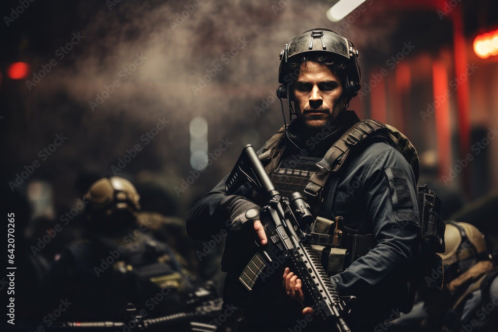 Swat forces. SWAT officer in full tactical gear.. SWAT. Police. Special ...