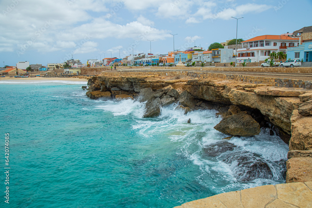 Beautiful beach in Maio Island in Cape Verde. With their soft sands ...