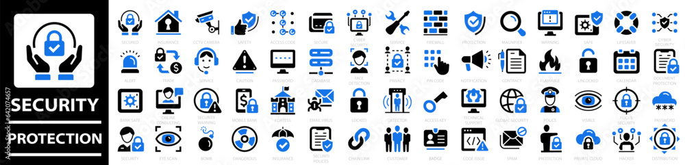 Security icon set. Protection icons. Cyber security set. Safety ...