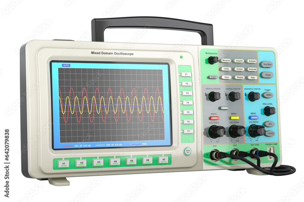 Digital oscilloscope, 3D rendering isolated on transparent background Stock Illustration | Adobe ...