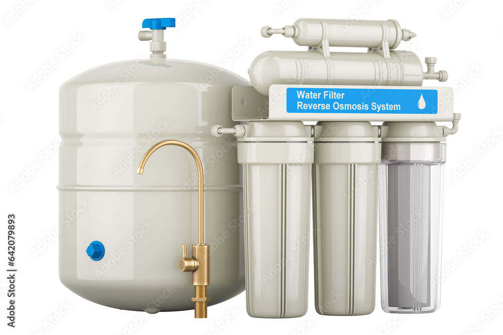 Home Drinking Water System. Reverse Osmosis System, 3D rendering ...