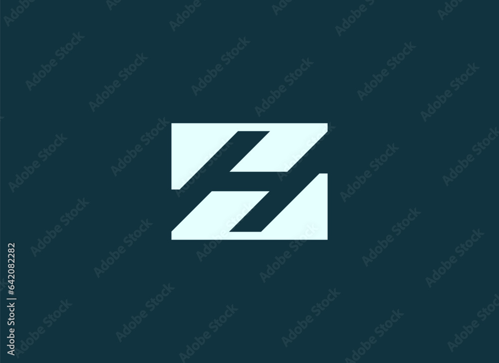 Abstract Letter Z and H Logo. Geometric Shape Letter HZ ZH Negative ...