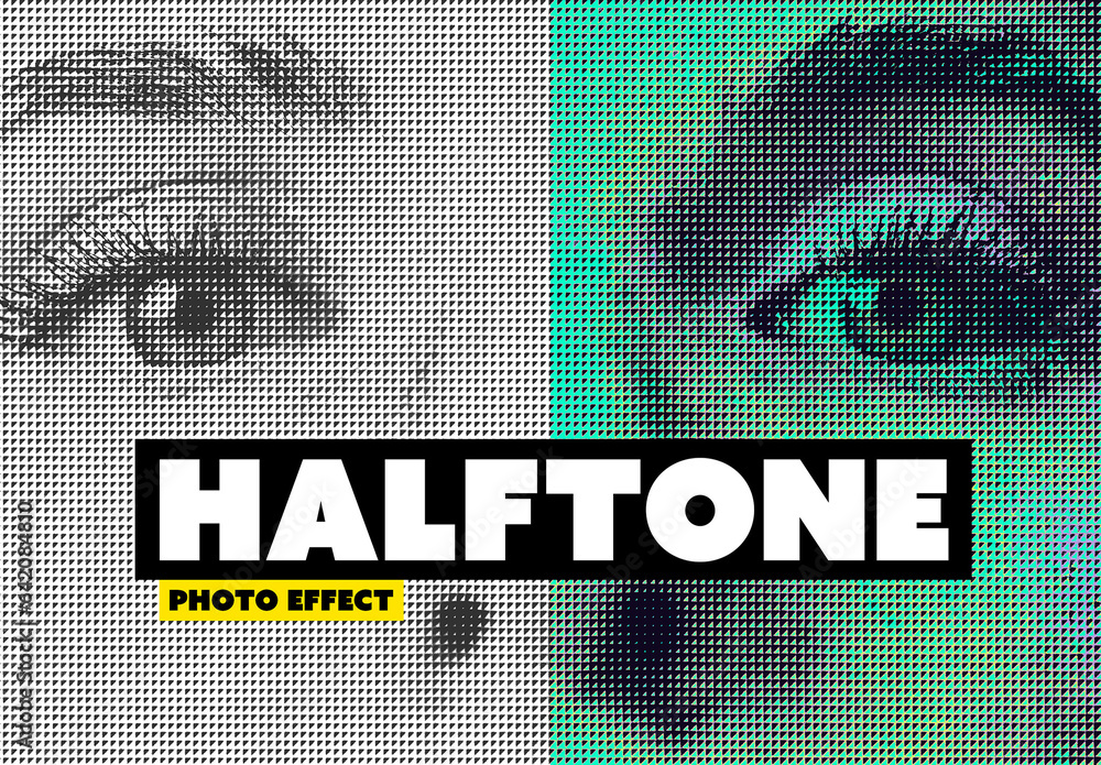 Geometric Halftone Photo Effect Mockup With Generative Al Preview Stock ...