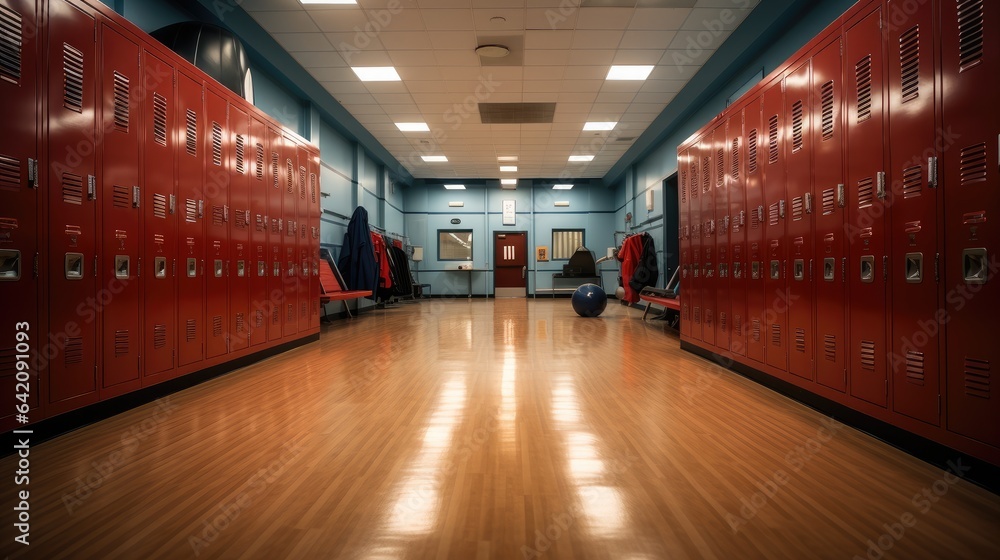 Gym locker room, Modern interior of a locker changing room. Stock Photo ...