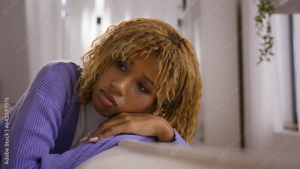 Sad lonely woman upset depressed female lady stressed worried ...