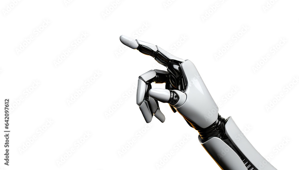 White robot hand isolated on white background. Robotic cyborg arm ...