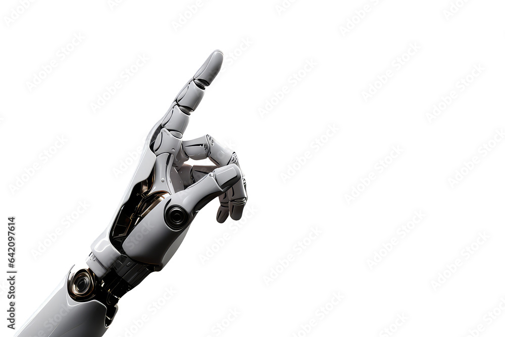 White robot hand isolated on white background. Robotic cyborg arm ...