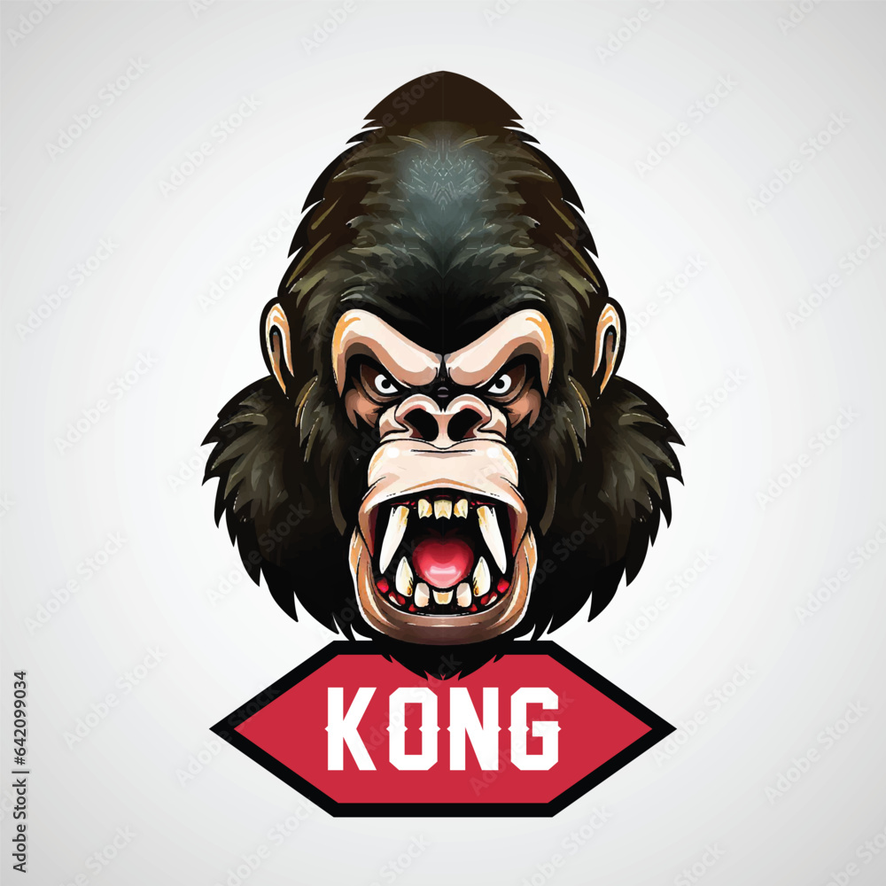 Multipurpose Realistic Angry Kong Cartoon Mascot Logo Design Template ...