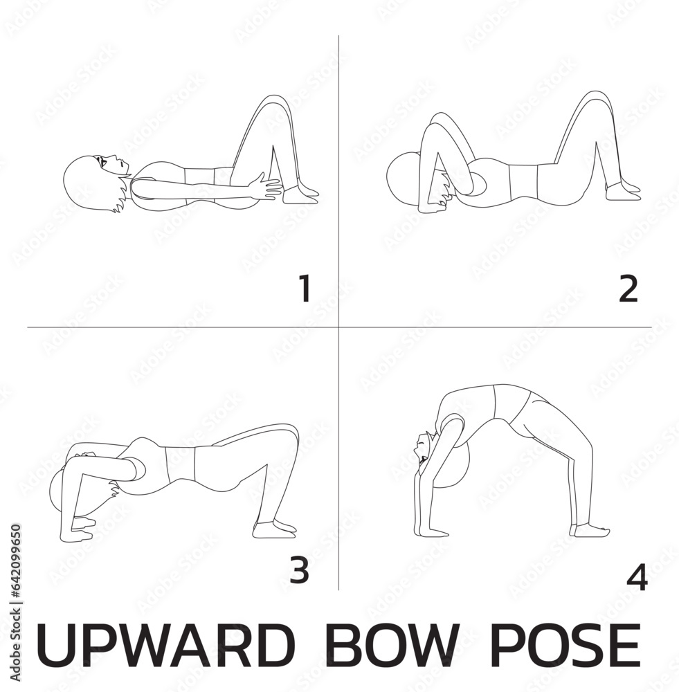 Upward Bow Pose Yoga Manga Tutorial How Cartoon Vector Illustration ...