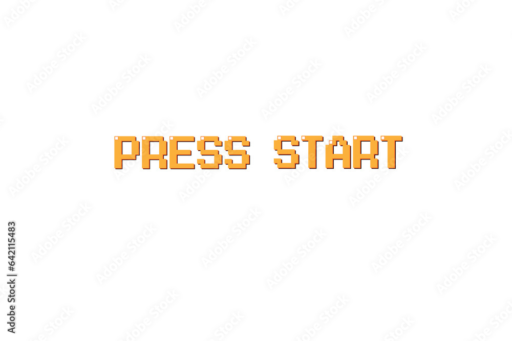 PRESS START .pixel art .8 bit game. retro game. for game assets in ...
