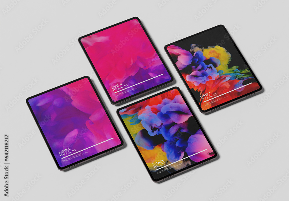 Four Tablet Mockup Stock Template | Adobe Stock