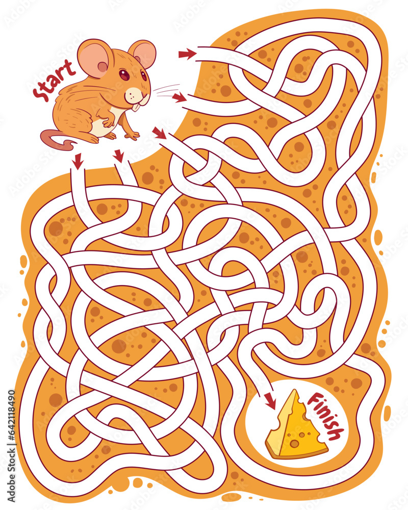 Help the mouse through the maze and find his way to the cheese ...