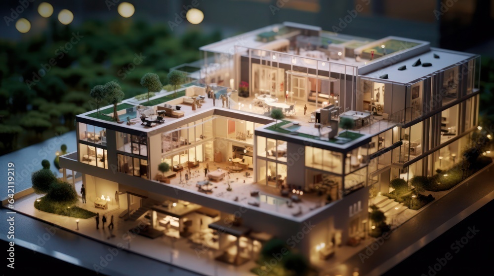 Foto de miniature model of a contemporary villa house neighborhood ...