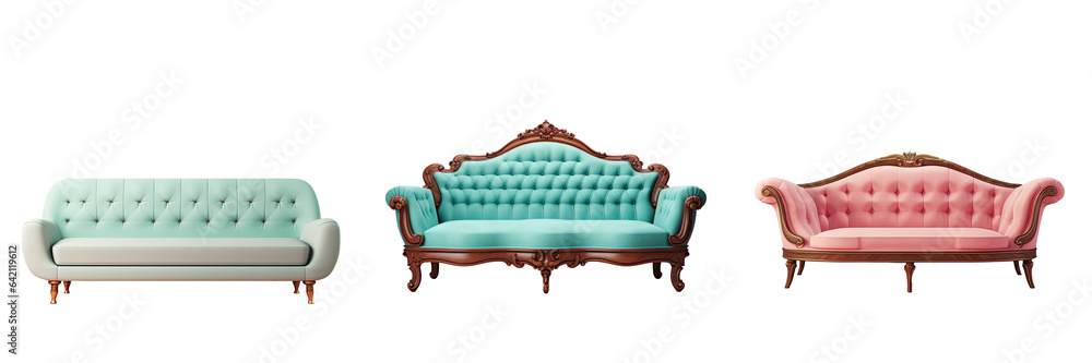 Classic couch on a transparent background facing forward Stock ...