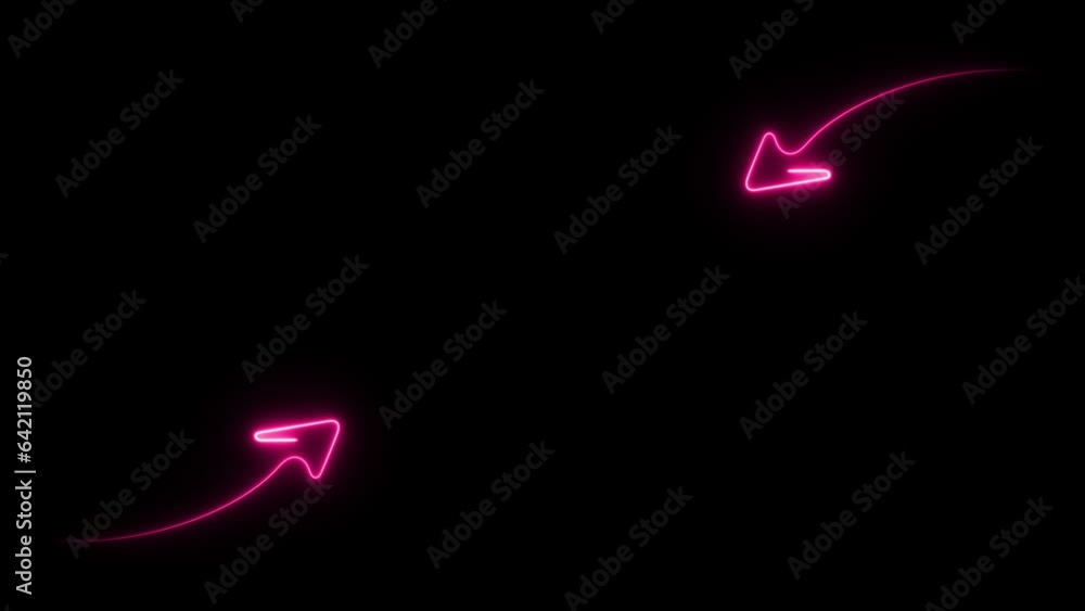 Glowing Neon Arrows Direction Animation On Black Background, Neon ...