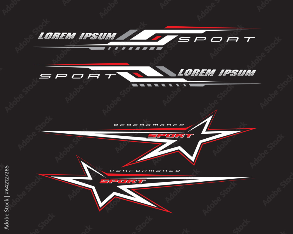 Wrap Design For Car vectors. Sports stripes, car stickers black color ...
