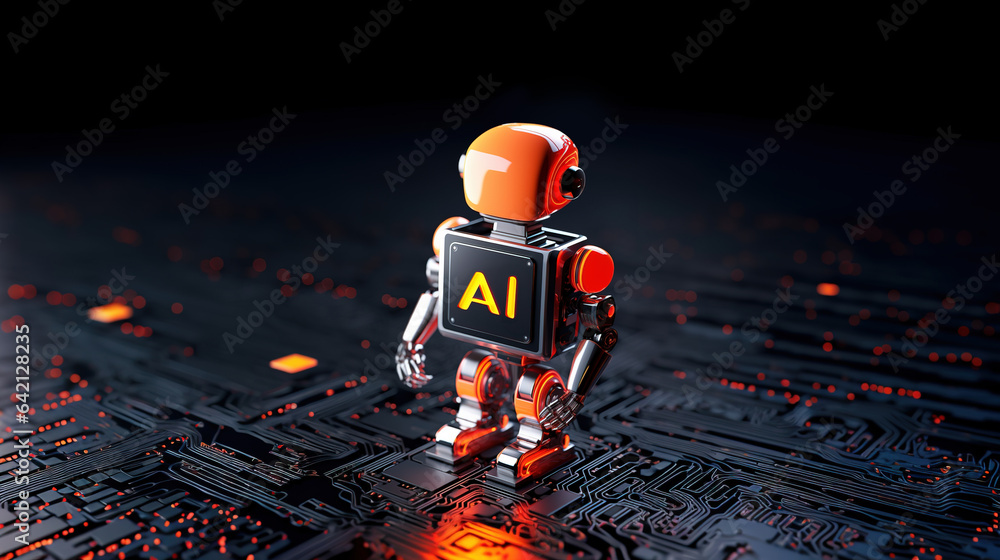 Artificial intelligence robot on circuit board Stock Photo | Adobe Stock