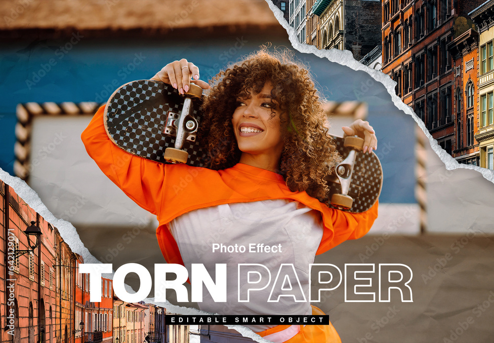 Torn Paper Photo Effect Stock Template | Adobe Stock