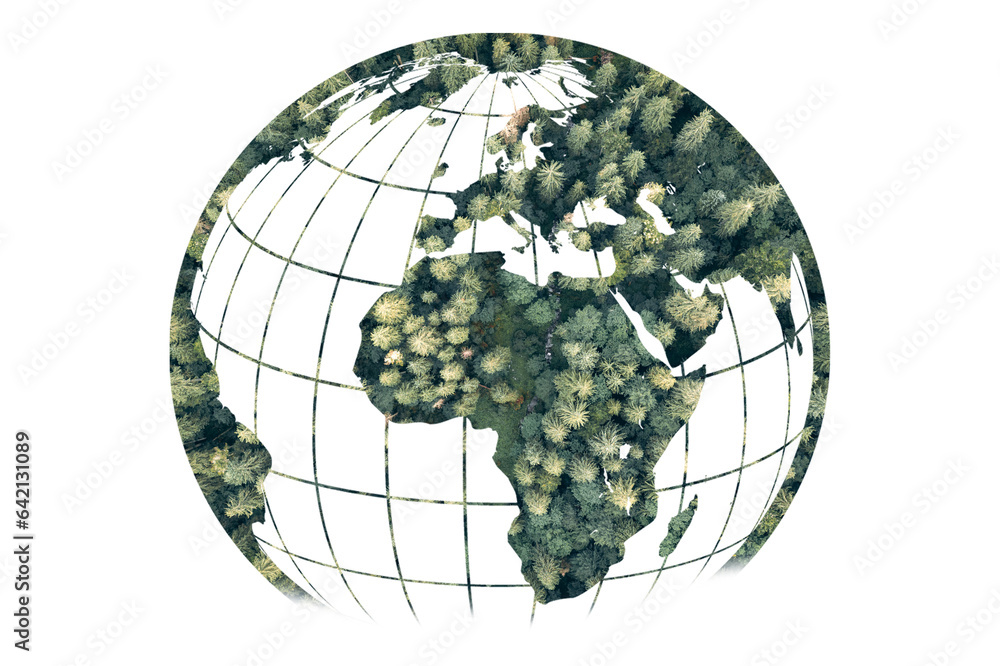 Tree shaped like the World map. Green World Map- tree shaped of world ...