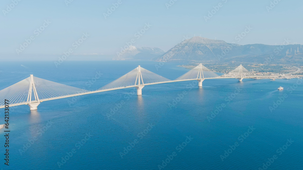 Patras, Greece. The Rio-Antirrio Bridge. Officially the Charilaos ...