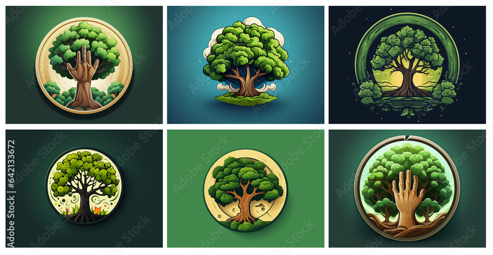 Save the trees icon collection. Eco friendly recycling waste paper ...