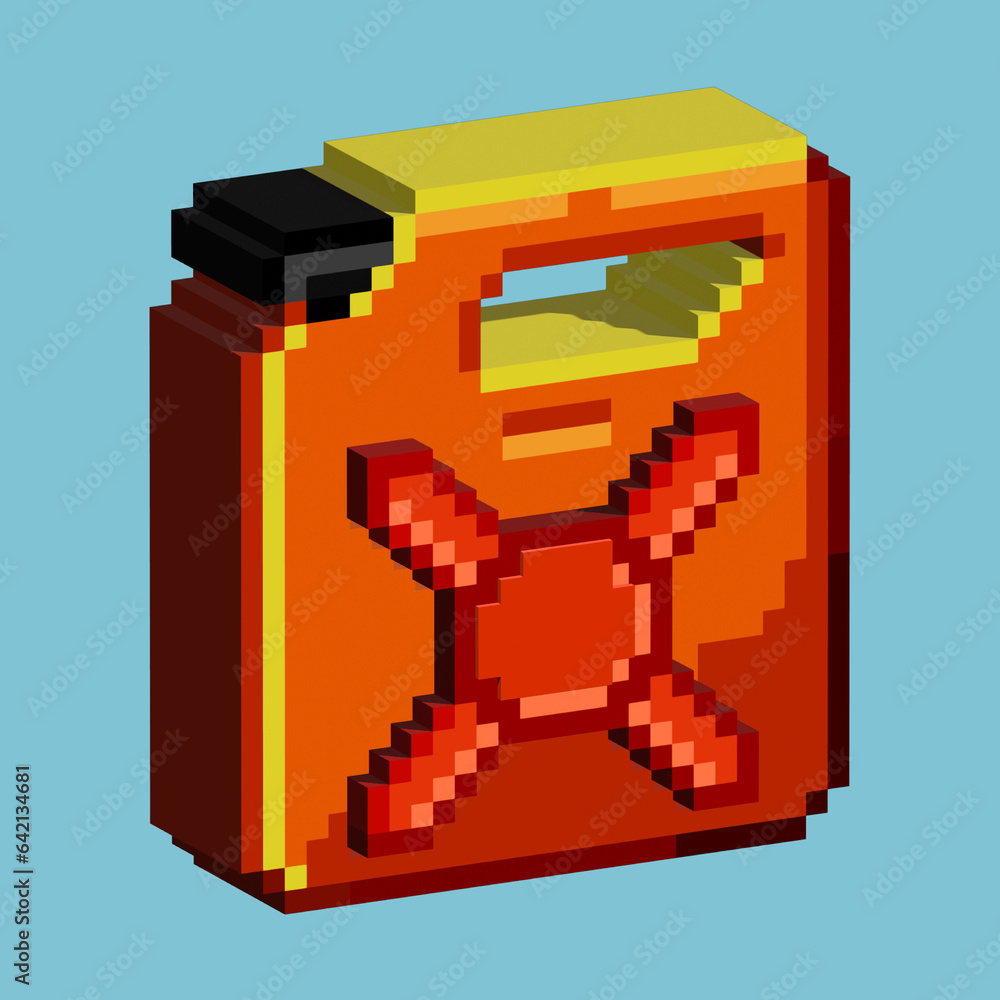 Asset from Pixel art square 3d of gasoline gas can for items asset ...