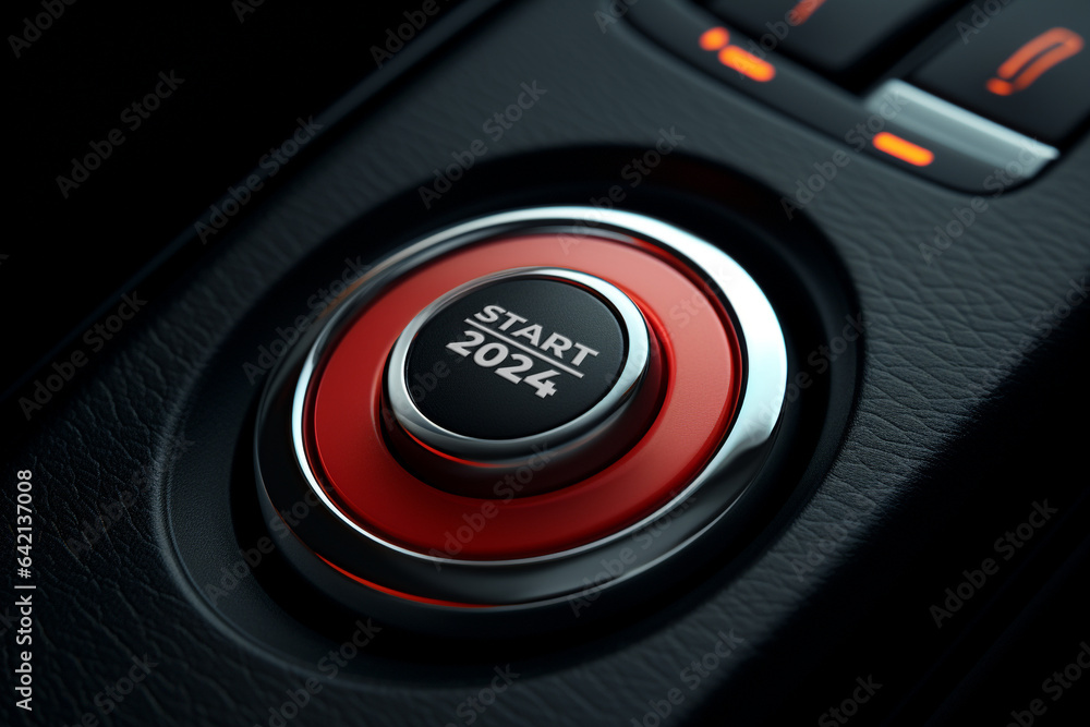 Start 2024 Red Power Button. Happy New Year. Stock Illustration | Adobe ...
