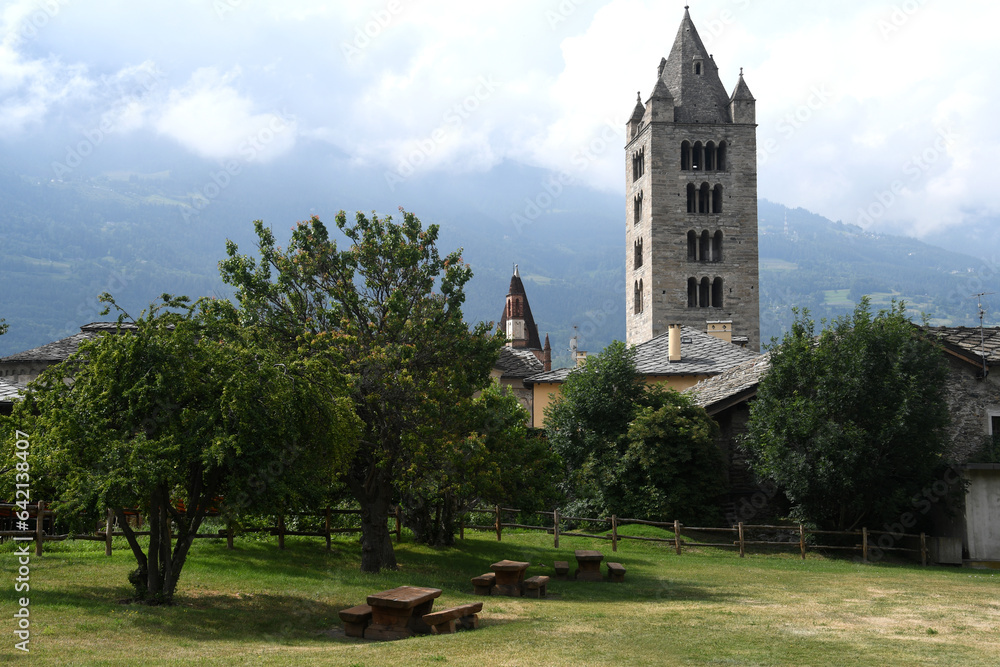 The collegiate church of Santi Pietro e Orso is a Romanesque religious ...