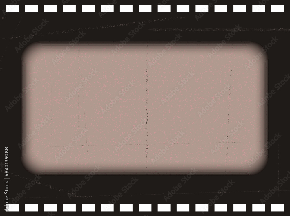 Old black cinematic frame on a transparent background. Scratched ...