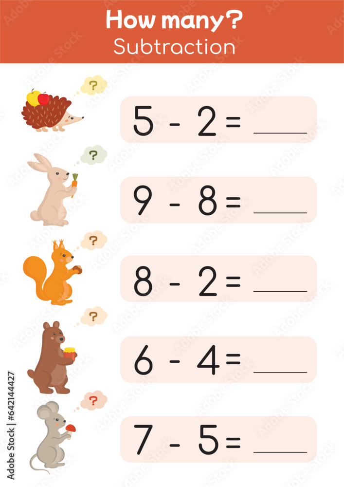 Math page printable for school children, first grade, preschool ...