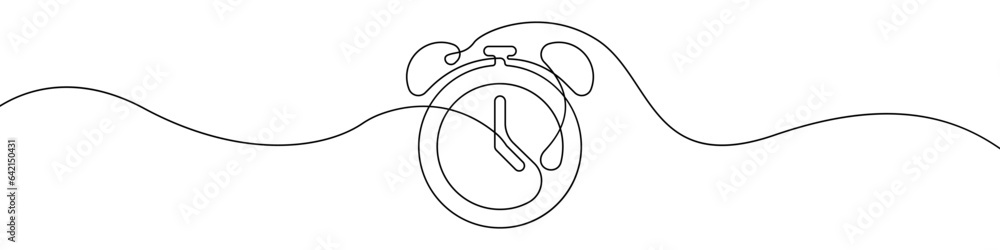 Clock line continuous drawing vector. One line Alarm clock vector ...