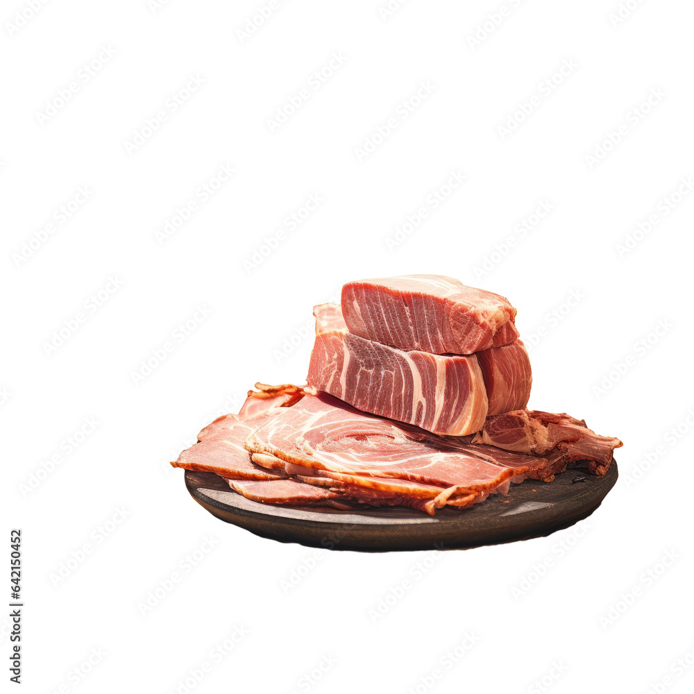 Spanish hamon in a market in Barcelona black leg pork isolated ...