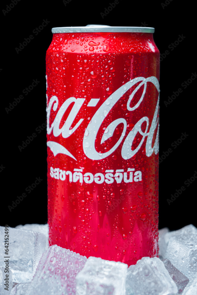 Loei, Thailand - September 1,2023: Editorial photo of Coke can on ice ...