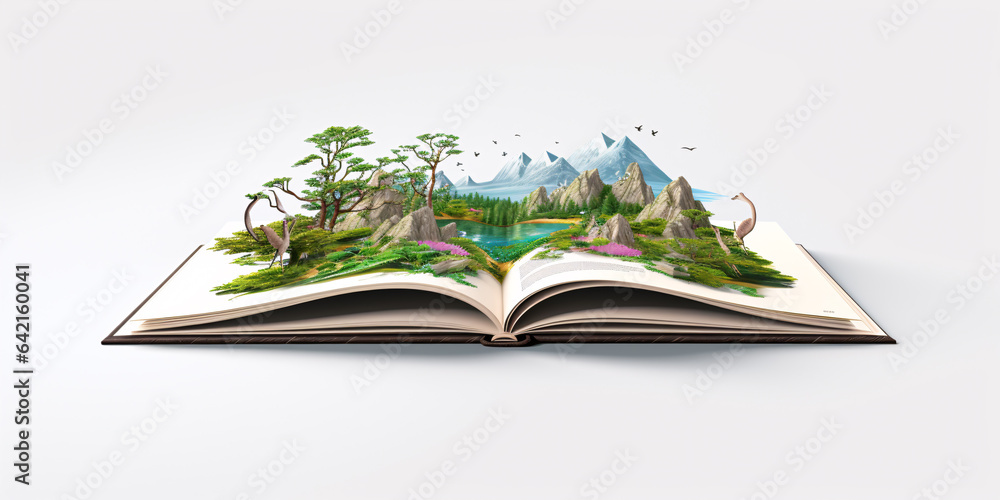 Side-View Open Book Mockup Template: Isolated on a Clean White ...