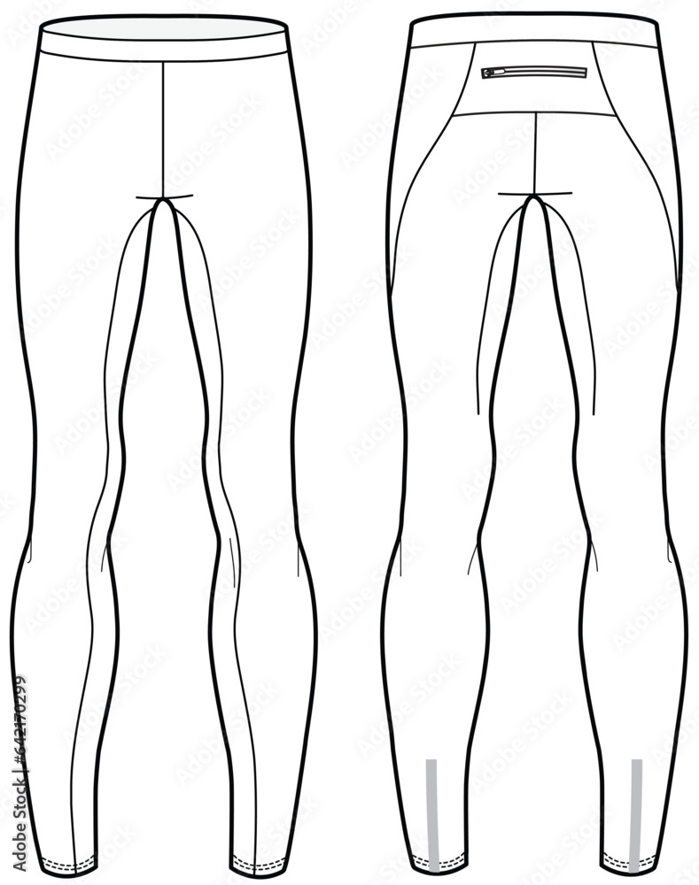 Vetor de Sports running tights leggings Pants design flat sketch vector ...