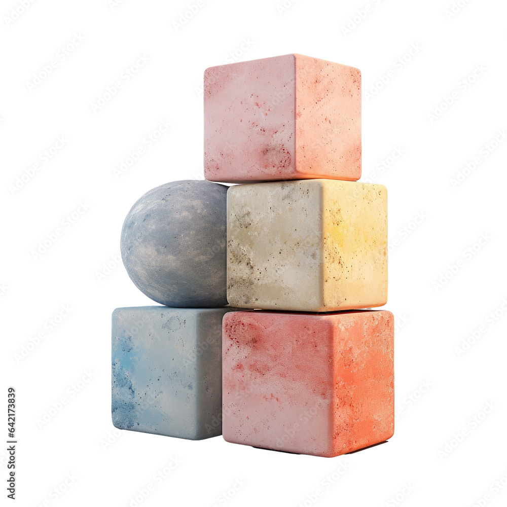 Concrete blocks on a transparent background in isolation Stock ...