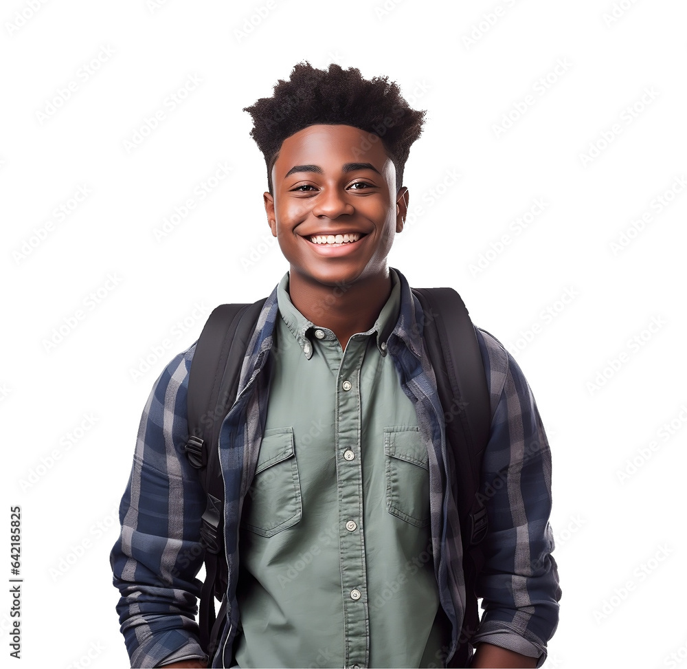 American student smiling happily on transparent background Stock Photo ...