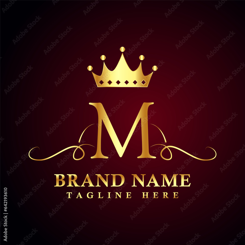 Luxury brand letter M logo with crown. Stock Vector | Adobe Stock