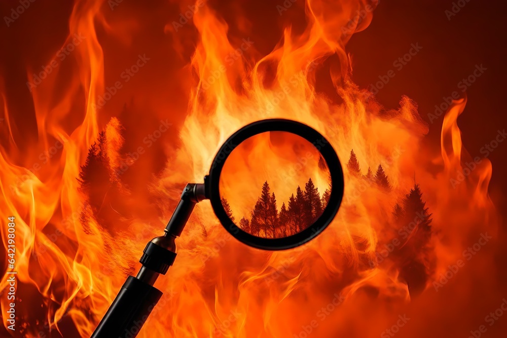 magnifying glass on fire background Stock Photo | Adobe Stock