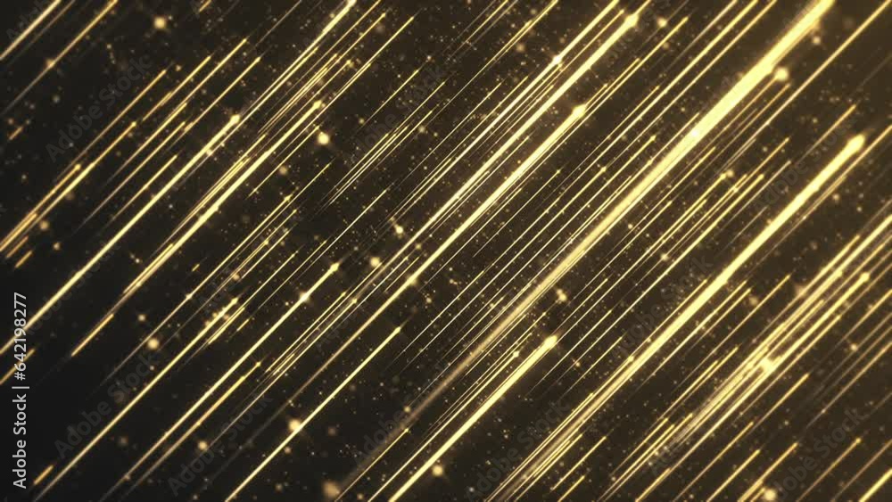 Vidéo Stock Abstract background animation with glittering shiny gold particles and shooting ...