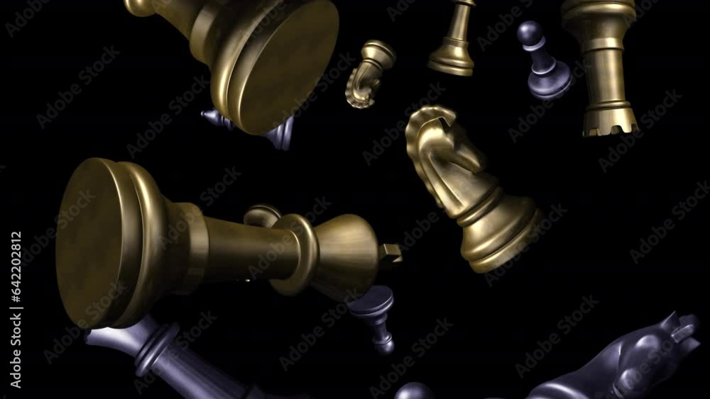 Chess Pieces - Falling Loop - Gold and Silver - Realistic 3D animation ...