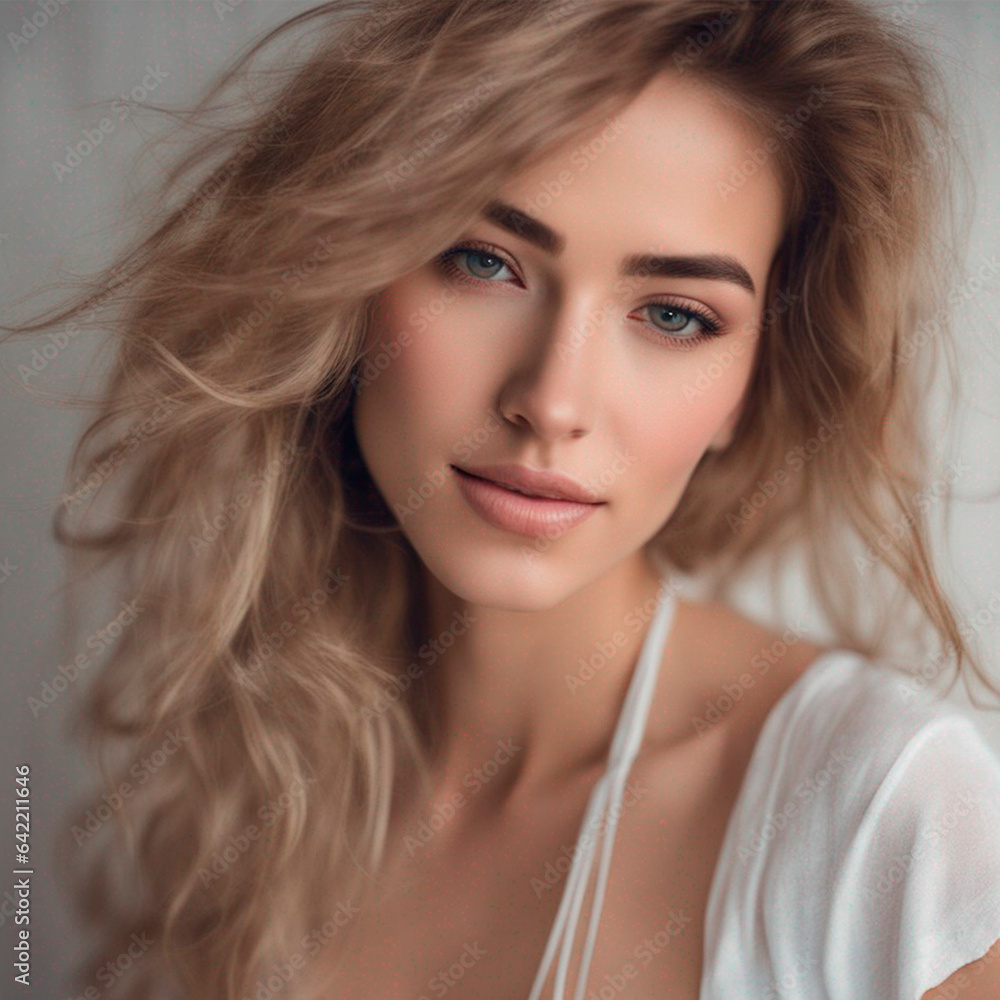 Rostro de mujer encantadora con una mirada fría y romantica Stock Photo ...