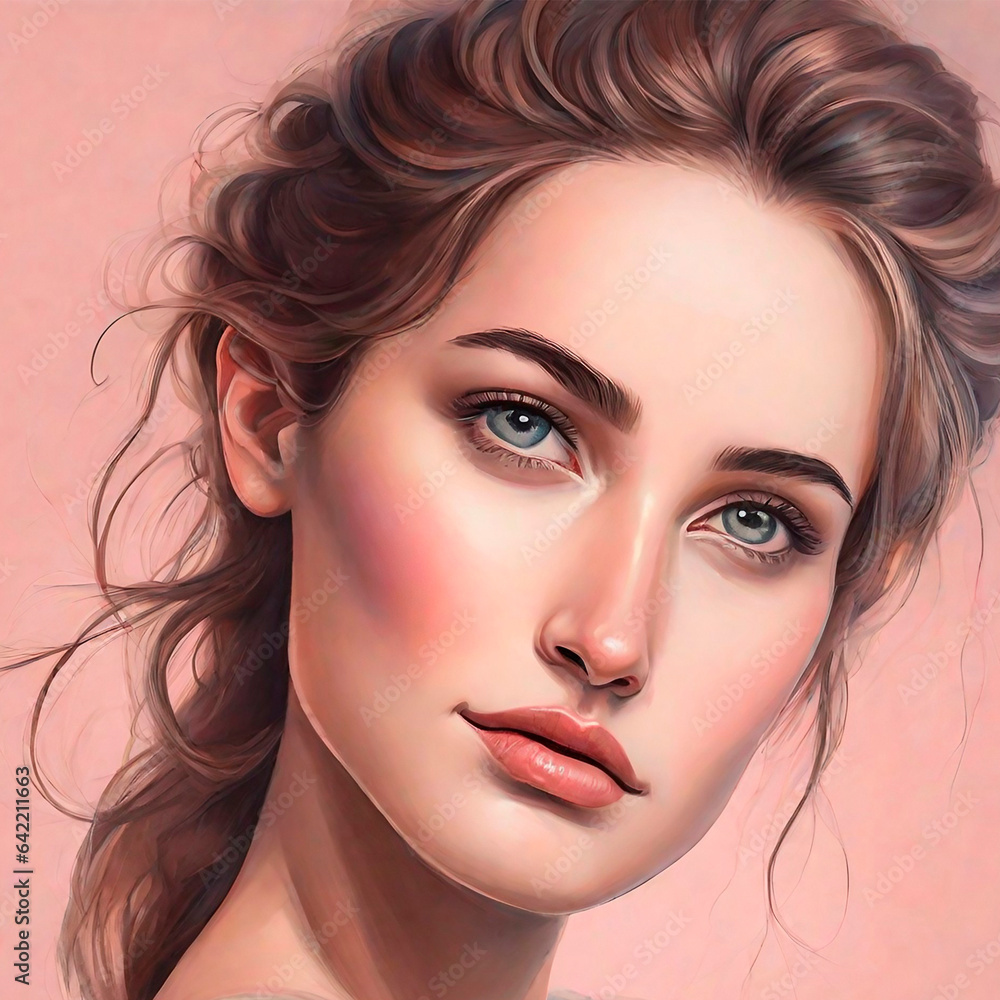 Rostro de mujer encantadora con una mirada fría y romántica Stock-Foto ...