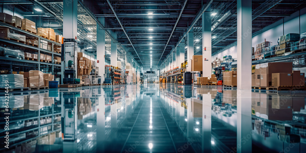 High-tech warehouse with a high level of electronics, equipped to store ...